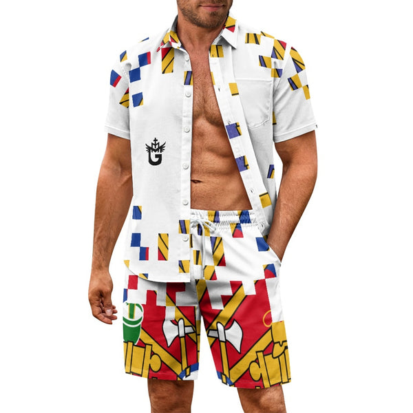 TMMG HAITI HAITIAN FLAG PIXEL CABANA SET