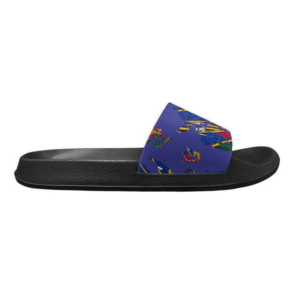 TMMG HAITI BLUE HAITIAN FLAG CHOUBLAK HIBISCUS FLOWER ADULT SANDALS