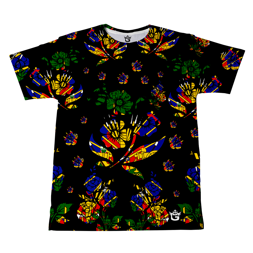 TMMG HAITI HAITIAN FLAG CHOUBLAK HIBISCUS T-SHIRT