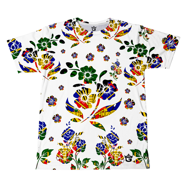 MEN'S FASHION TMMG HAITI HAITIAN FLAG INSPIRED CHOUBLAK HIBISCUS FLOWE